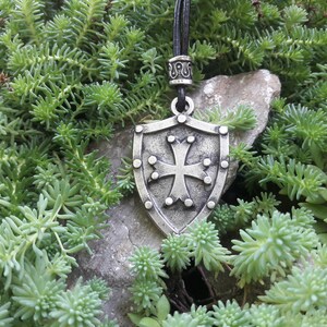Templar Cross on the Shield Leather Necklace,knight's Shield Jewelry ...