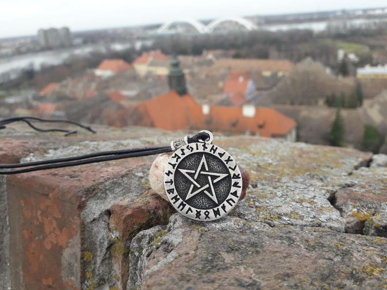 Rune Pentagram Leather Necklace,pentacle Pendants,magic Rituals Jewelry ...