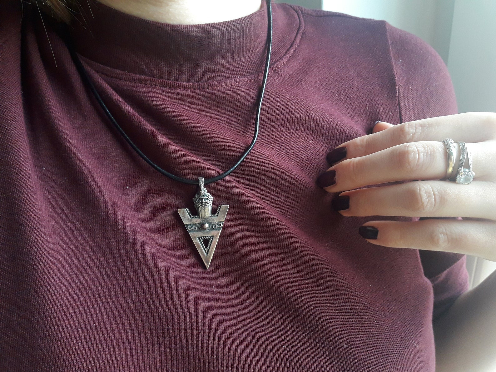 Veles Sign Leather Necklaceveles Slavic God Symbol - Etsy