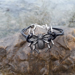 Tarantula Spider Leather Bracelet,spider Charm Jewelry,insect Pendant ...