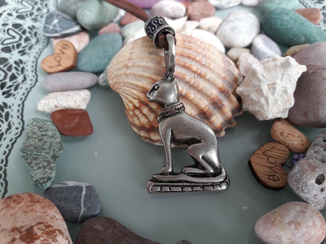 Bastet Cat Leather Necklace,egyptian Astrology Cat Goddess Bastet ...