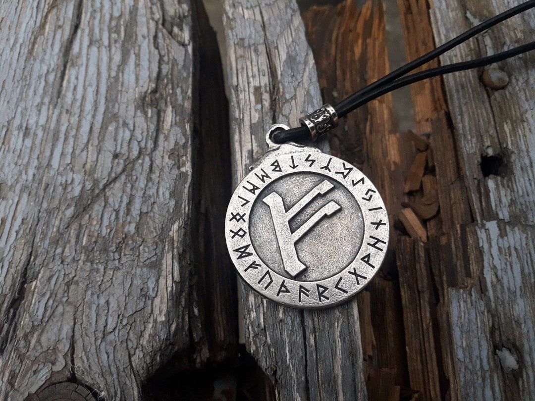 Runic Letter Fehu Necklace,viking Rune Alphabet Jewelry,norse,rune of ...