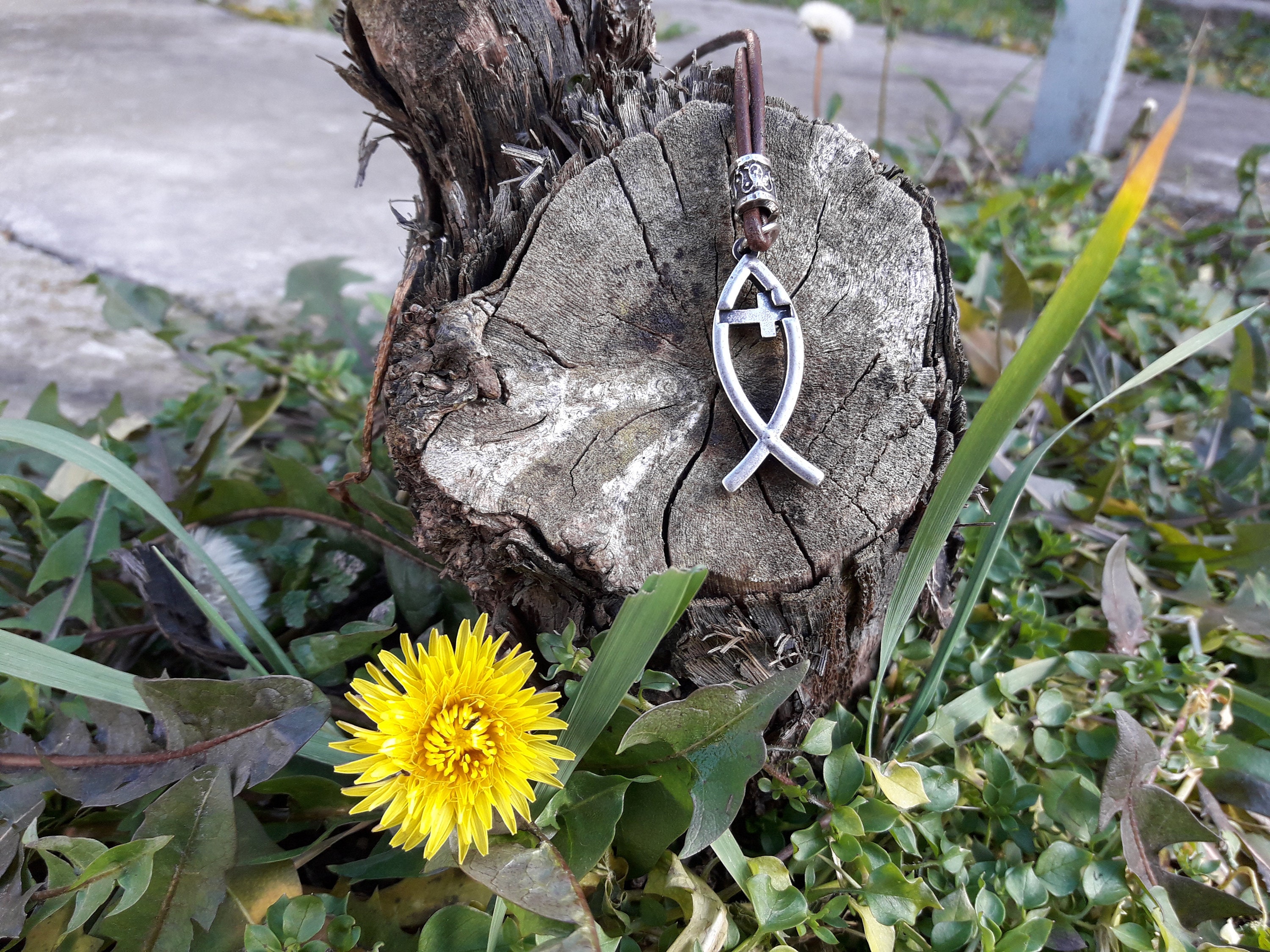 Ichthys Christian Symbol With Cross Jewelry,sign of the Fish Necklace ...