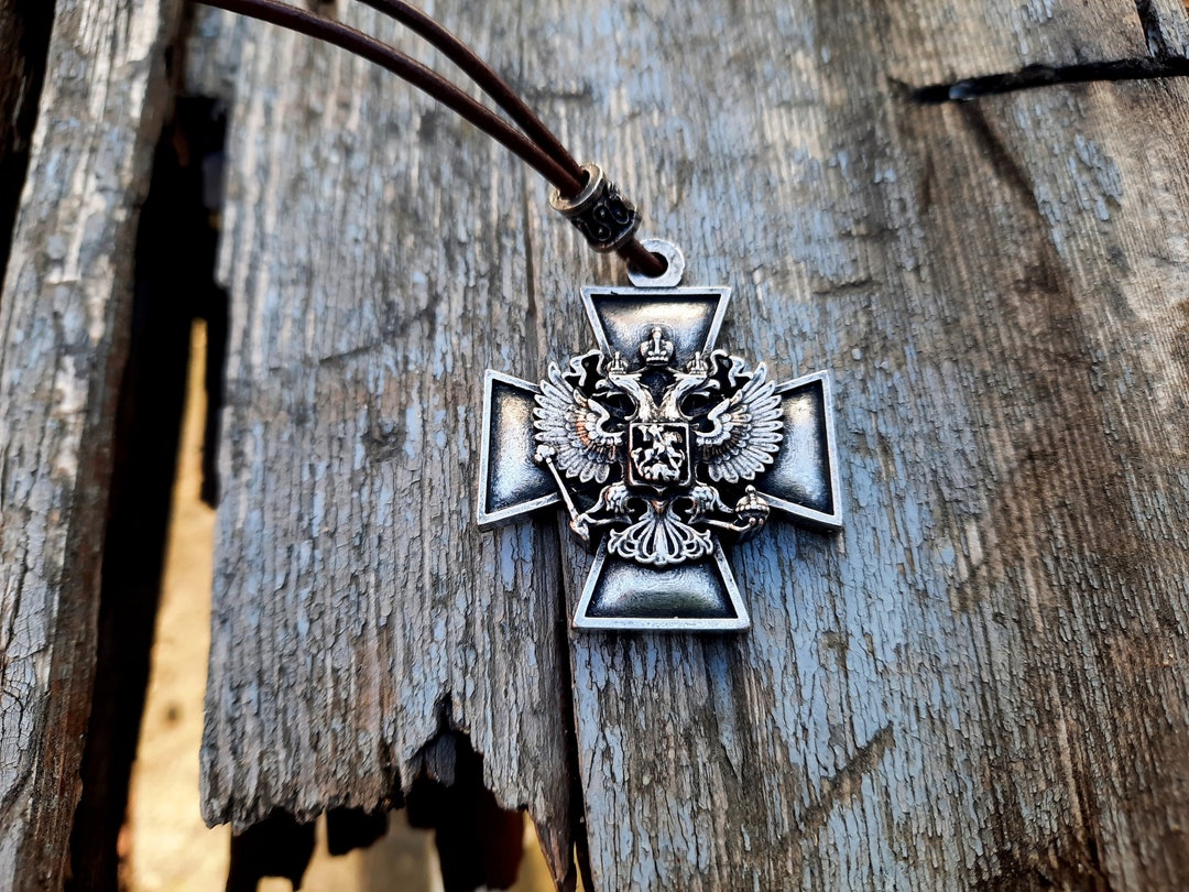 Orthodox Cross With Double Headed Coat of Arms Necklace,two Headed ...