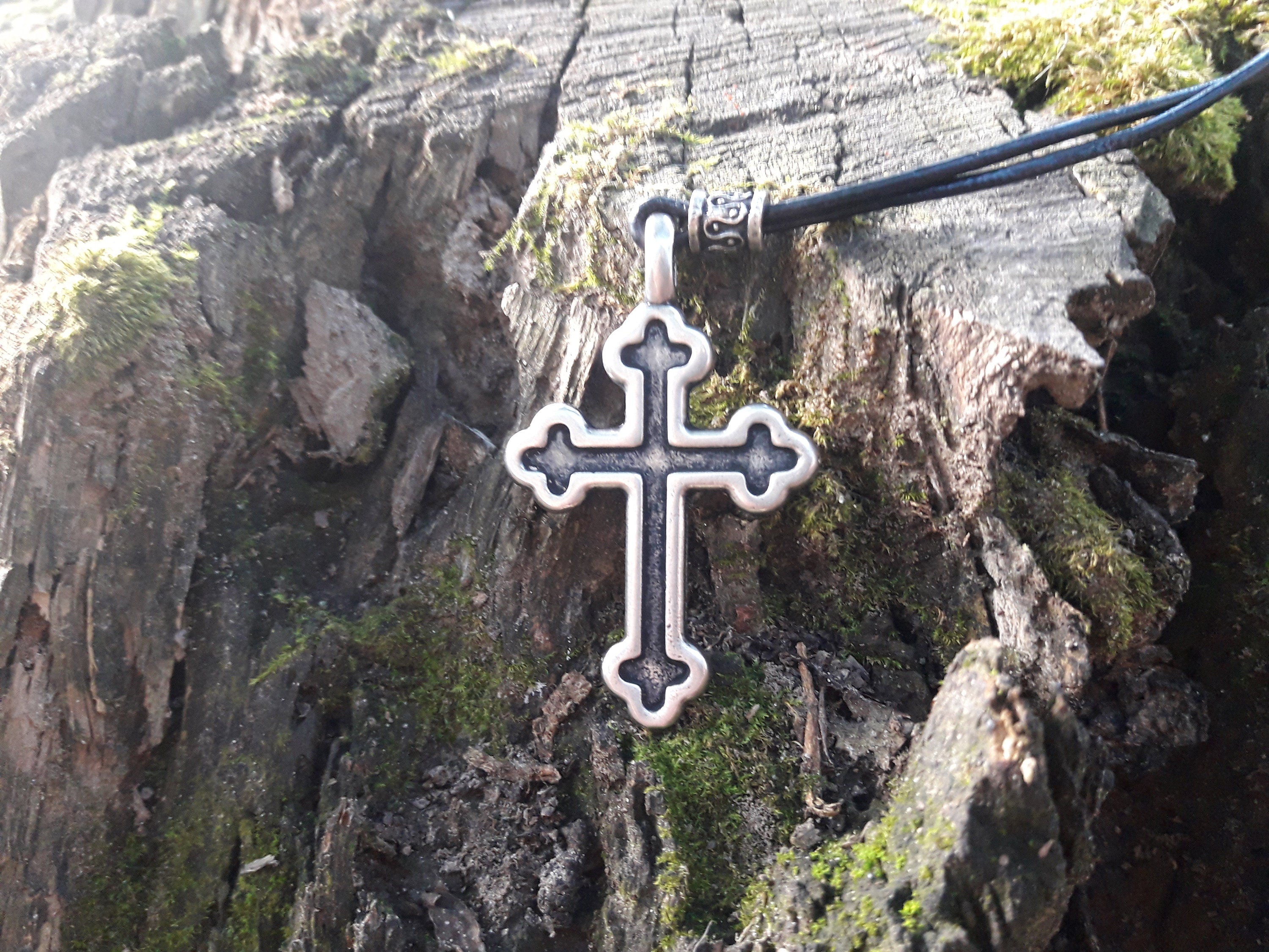 Serbian Orthodox Cross Leather Necklacenational Symbol of | Etsy