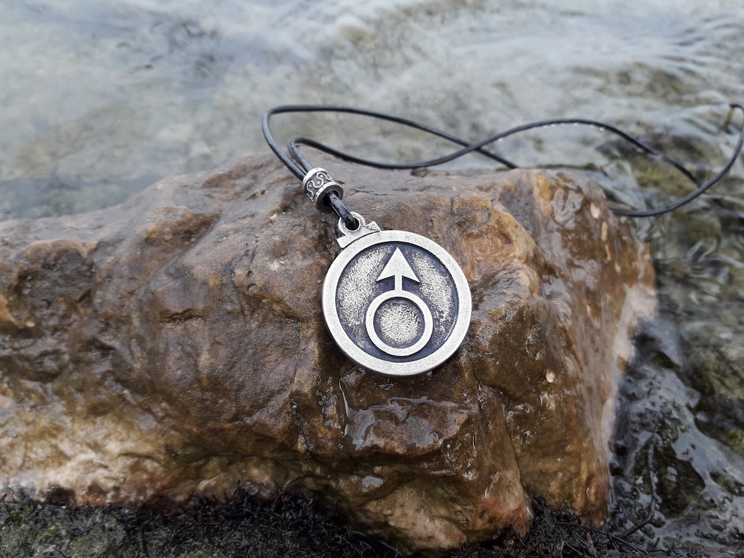 Mars Glyph Leather Necklace,mars God of War Zodiac Glyph Jewelry ...