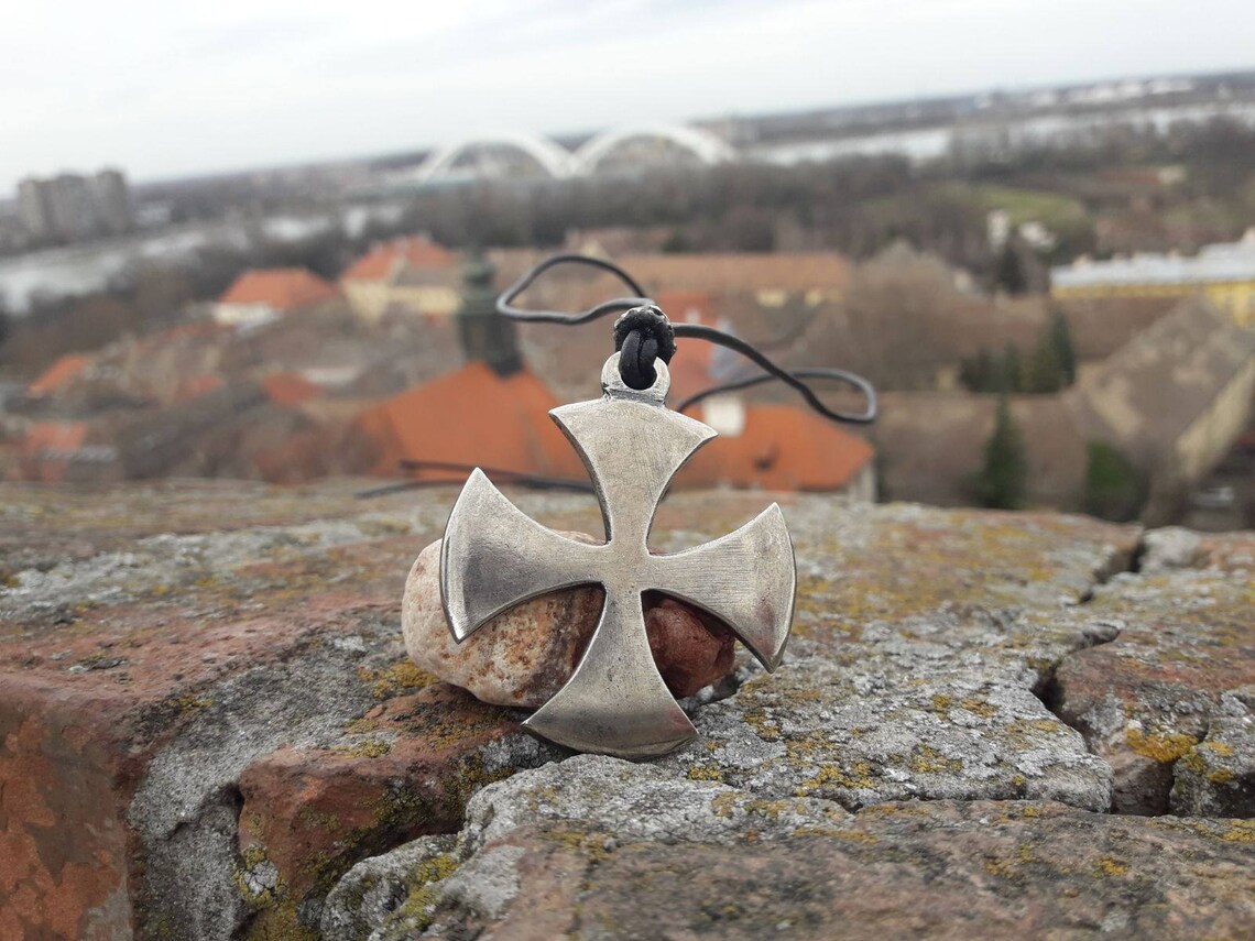 Templar Cross Leather Necklacesymbol of Templar - Etsy