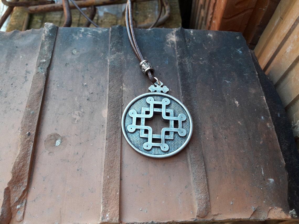 Veljusa cross in medallion leather necklaceMacedonian Cross | Etsy