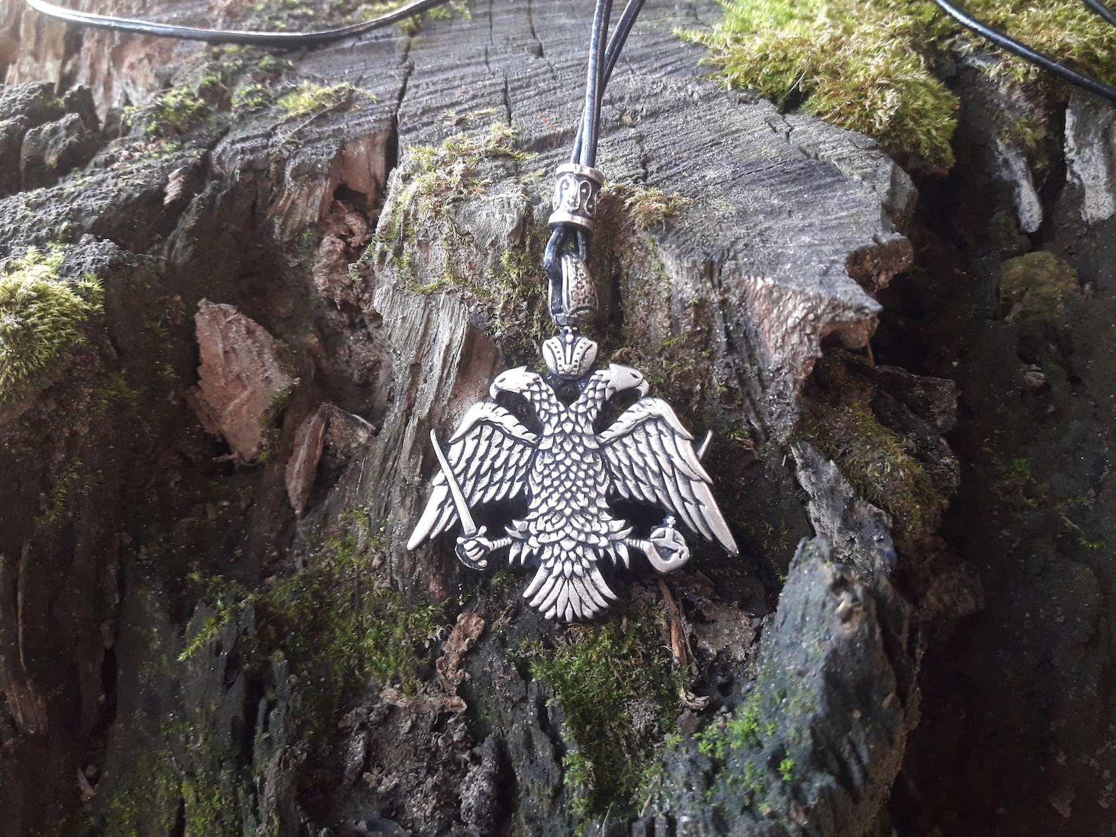 Byzantine Double Headed Eagle Emblem Leather Necklace,empire Symbol ...