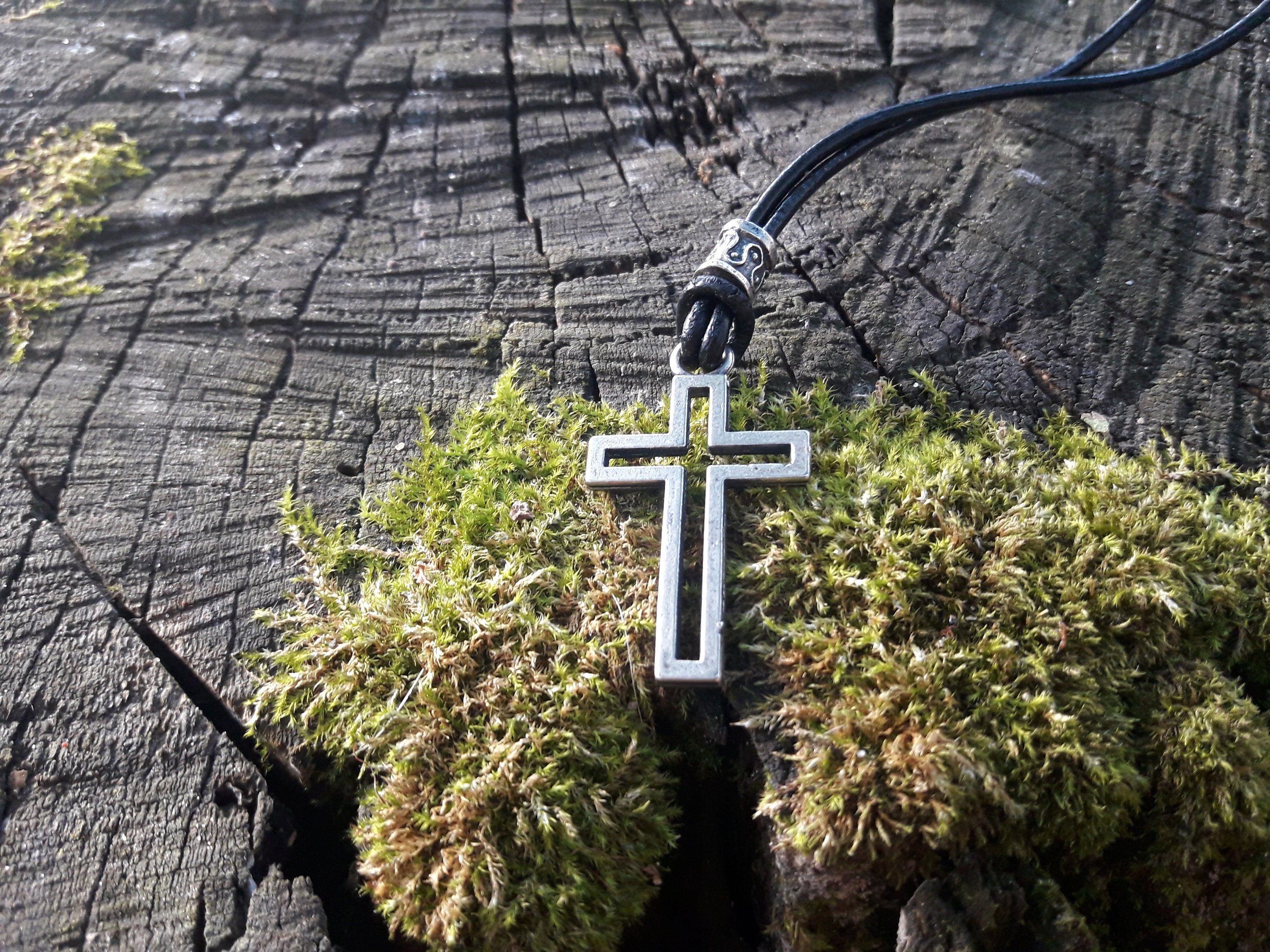 Christian Latin Cross leather necklacecrucifixion of Jesus | Etsy