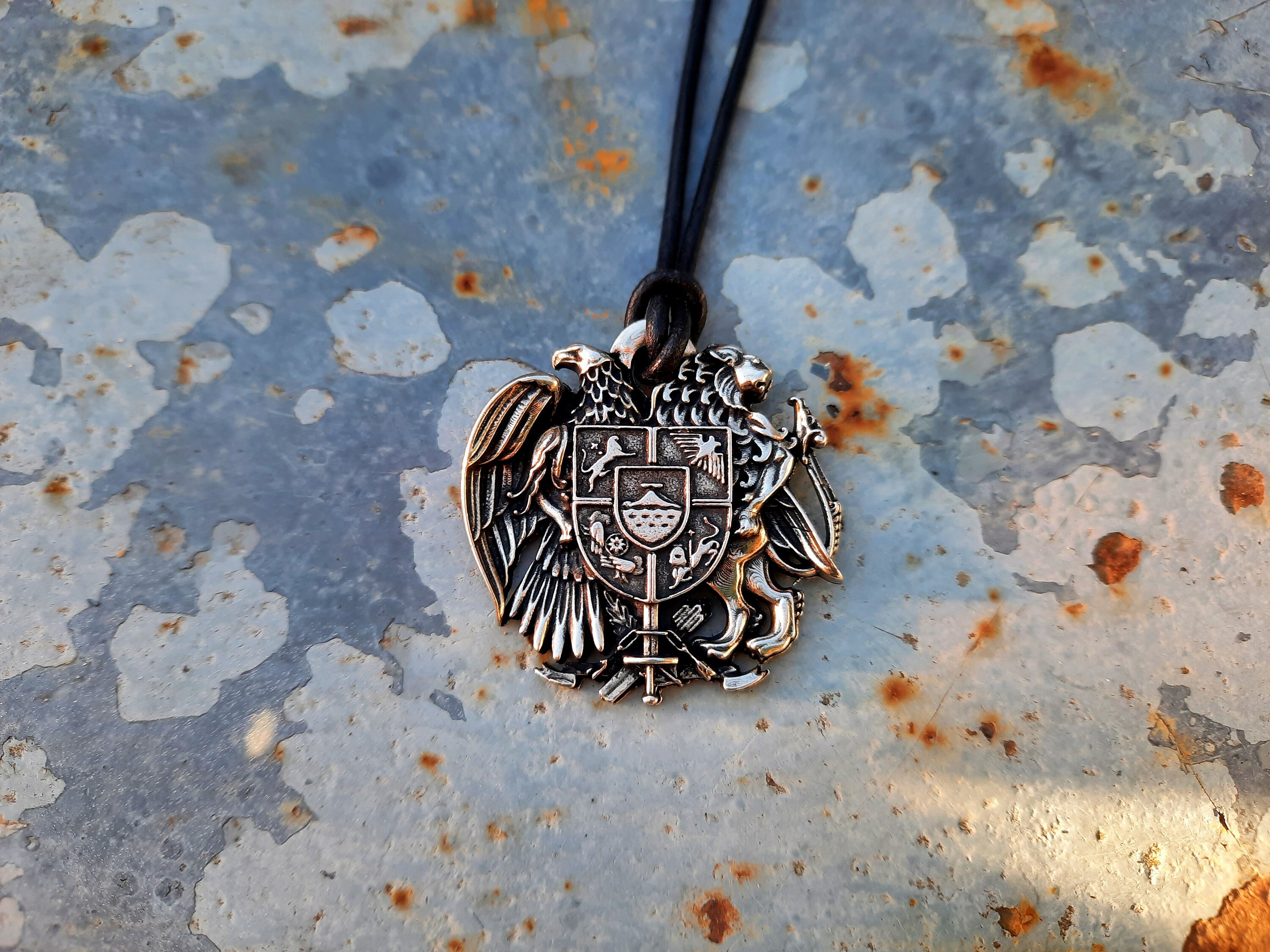 Armenian Coat of Arms Pendanteagle and Lion Symbol Coat of - Etsy