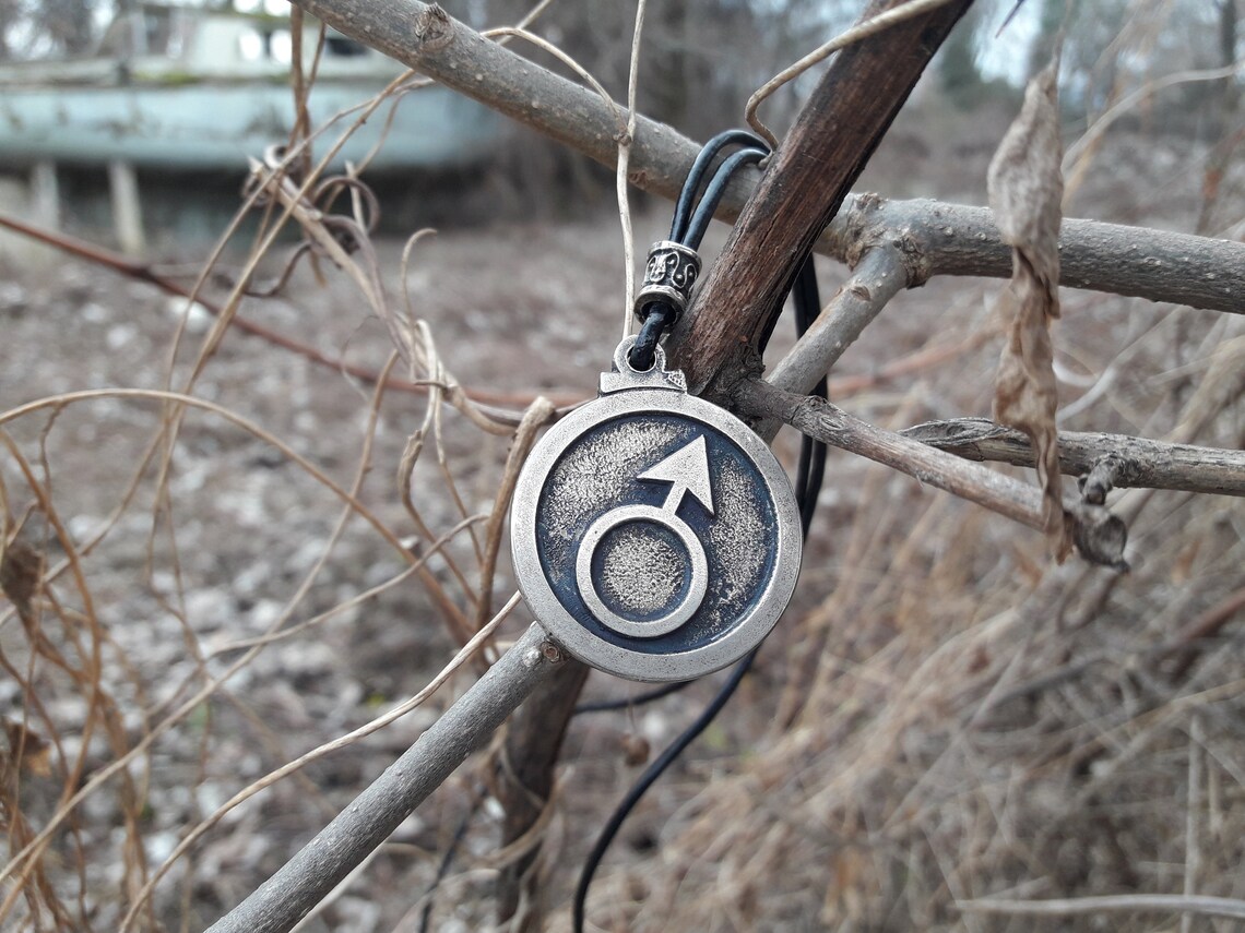 Mars Glyph Leather Necklacemars God of War Zodiac Glyph - Etsy