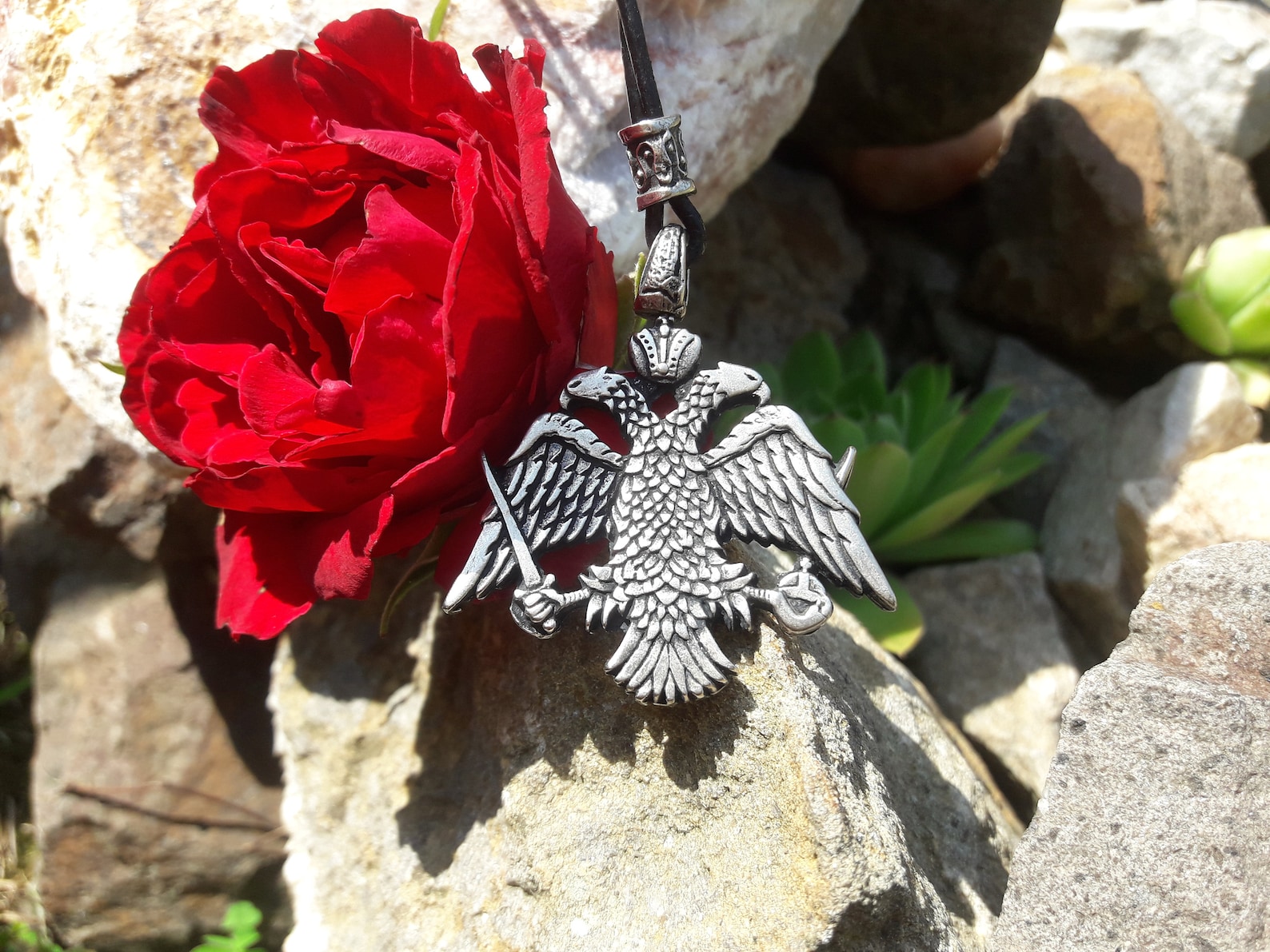 Byzantine Double Headed Eagle Emblem Leather Necklace,empire Symbol ...