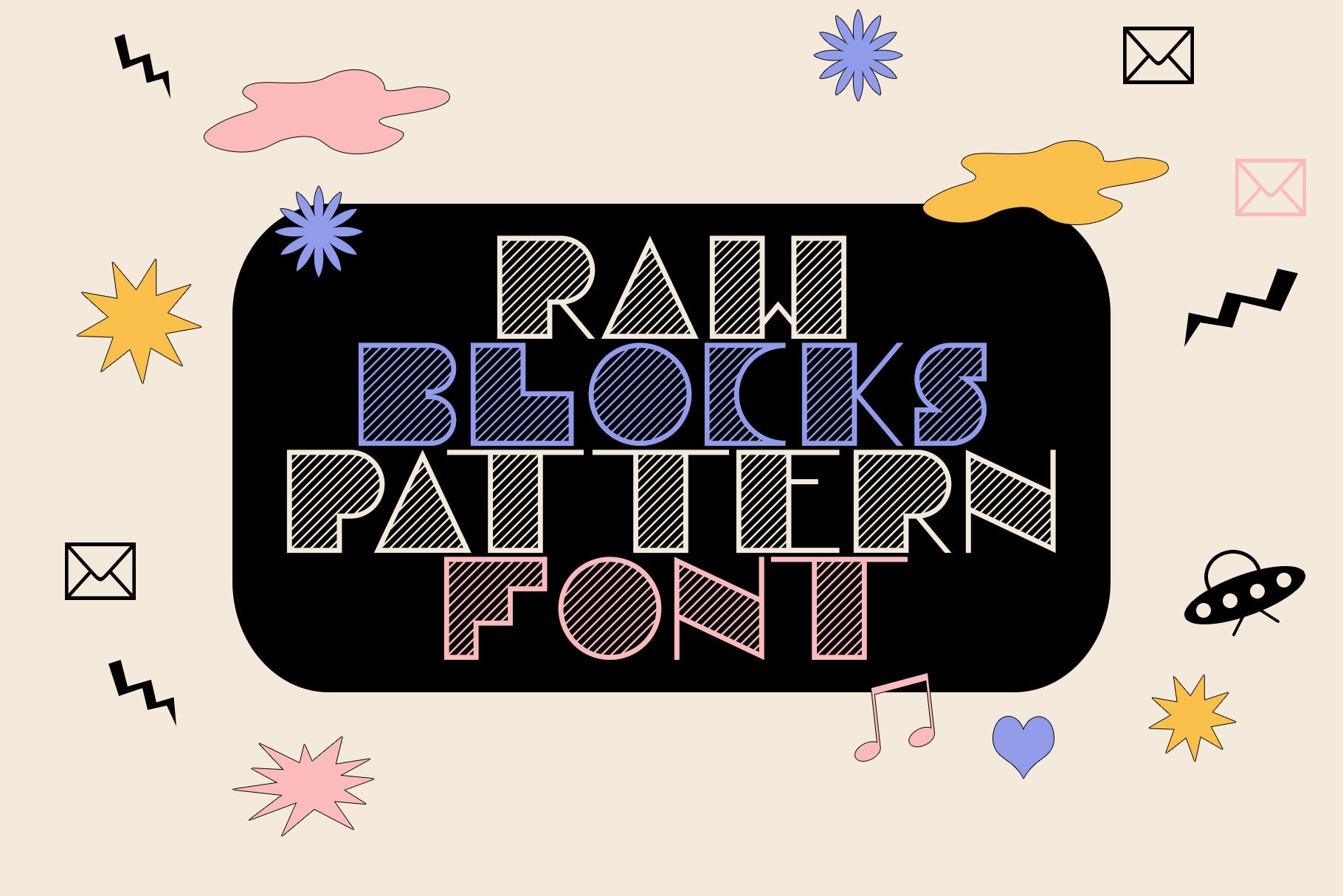 RAW BLOCKS Pattern-regular and Outline Retro Font,classy,elegant ...