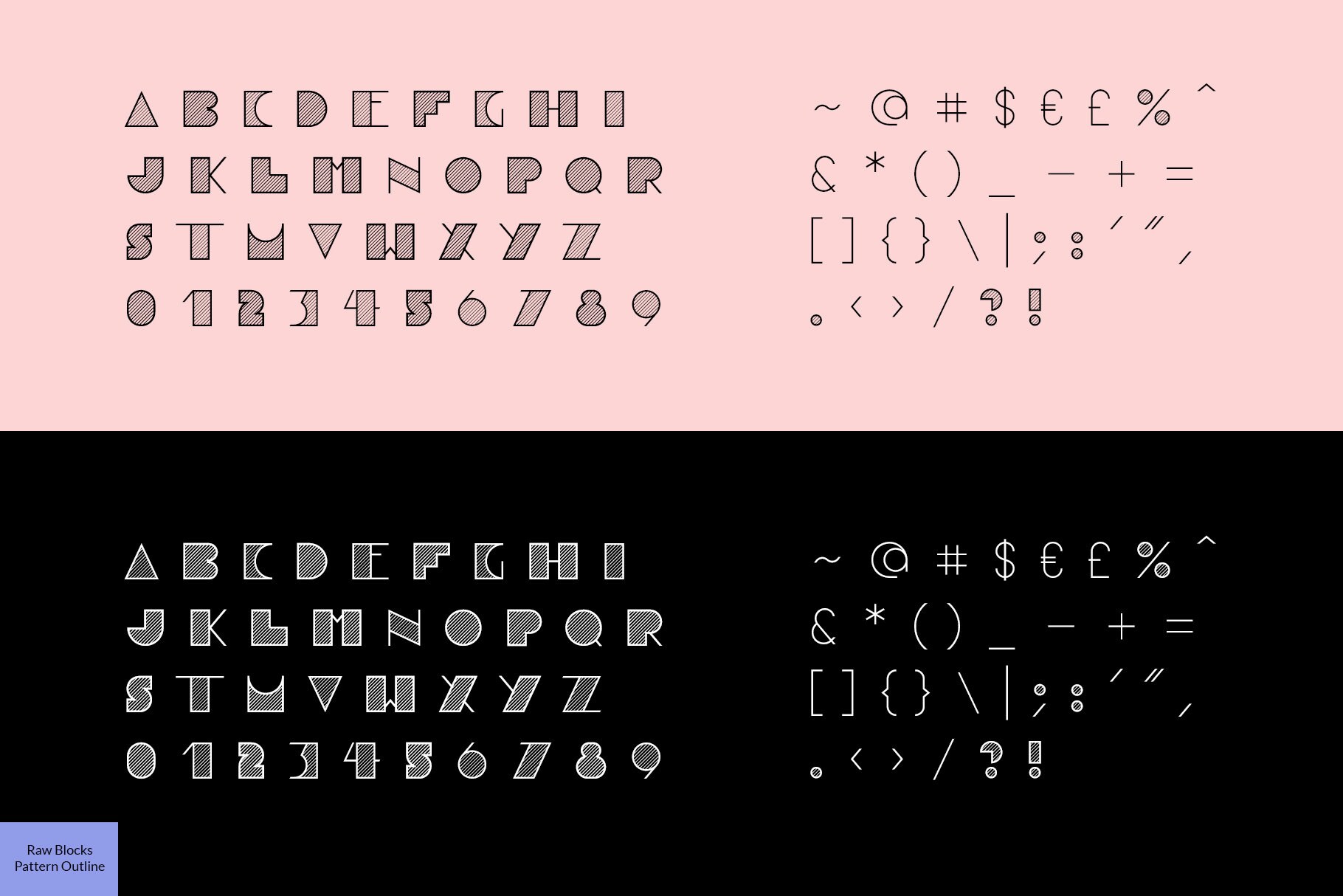 RAW BLOCKS Pattern-regular and Outline Retro Font,classy,elegant ...