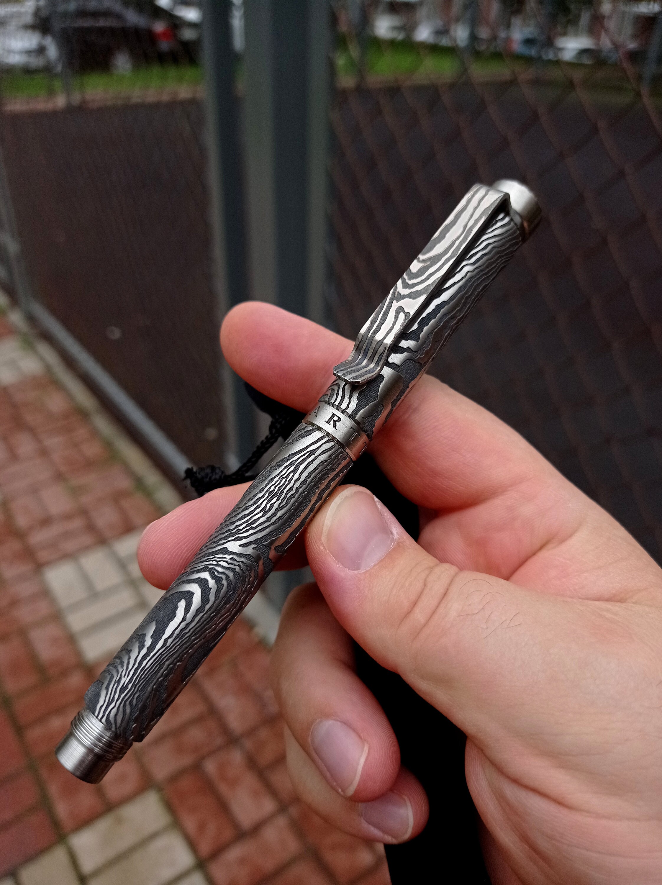 Titanium EDC pen Akinak Damascus Engraved pen | Etsy