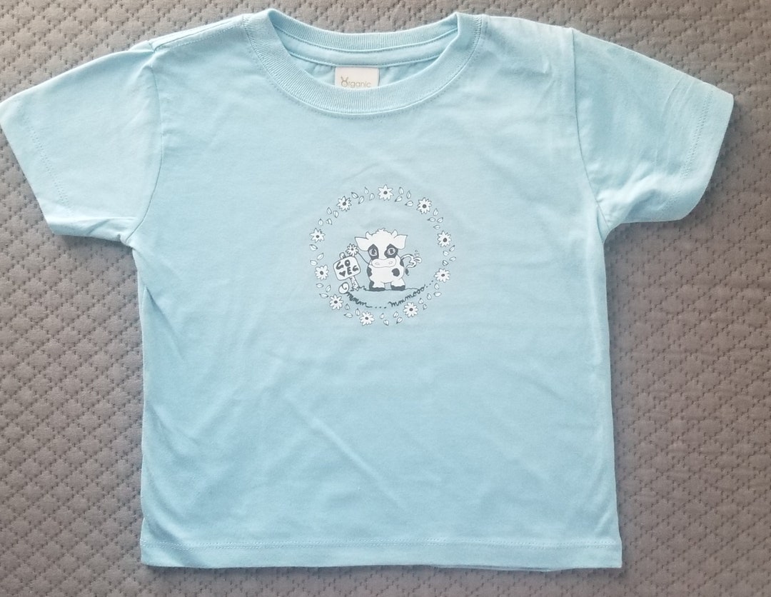 Om Mooo Toddler Tee Baby Blue/rabbit Skins Organic Cotton Tee/vegan ...