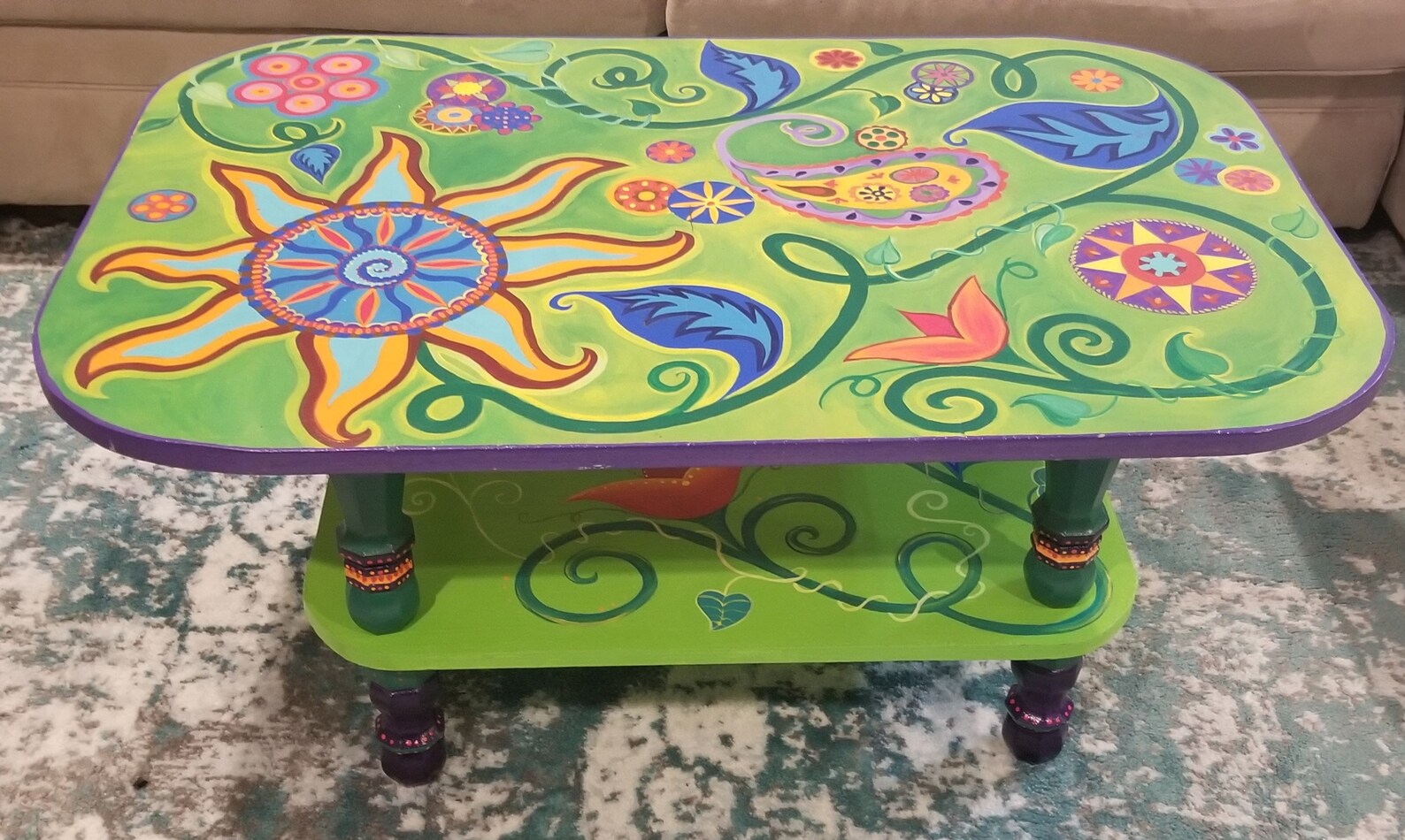 SAMPLE: Floral Design Hand Painted Bohemian Style Coffee Table - Etsy