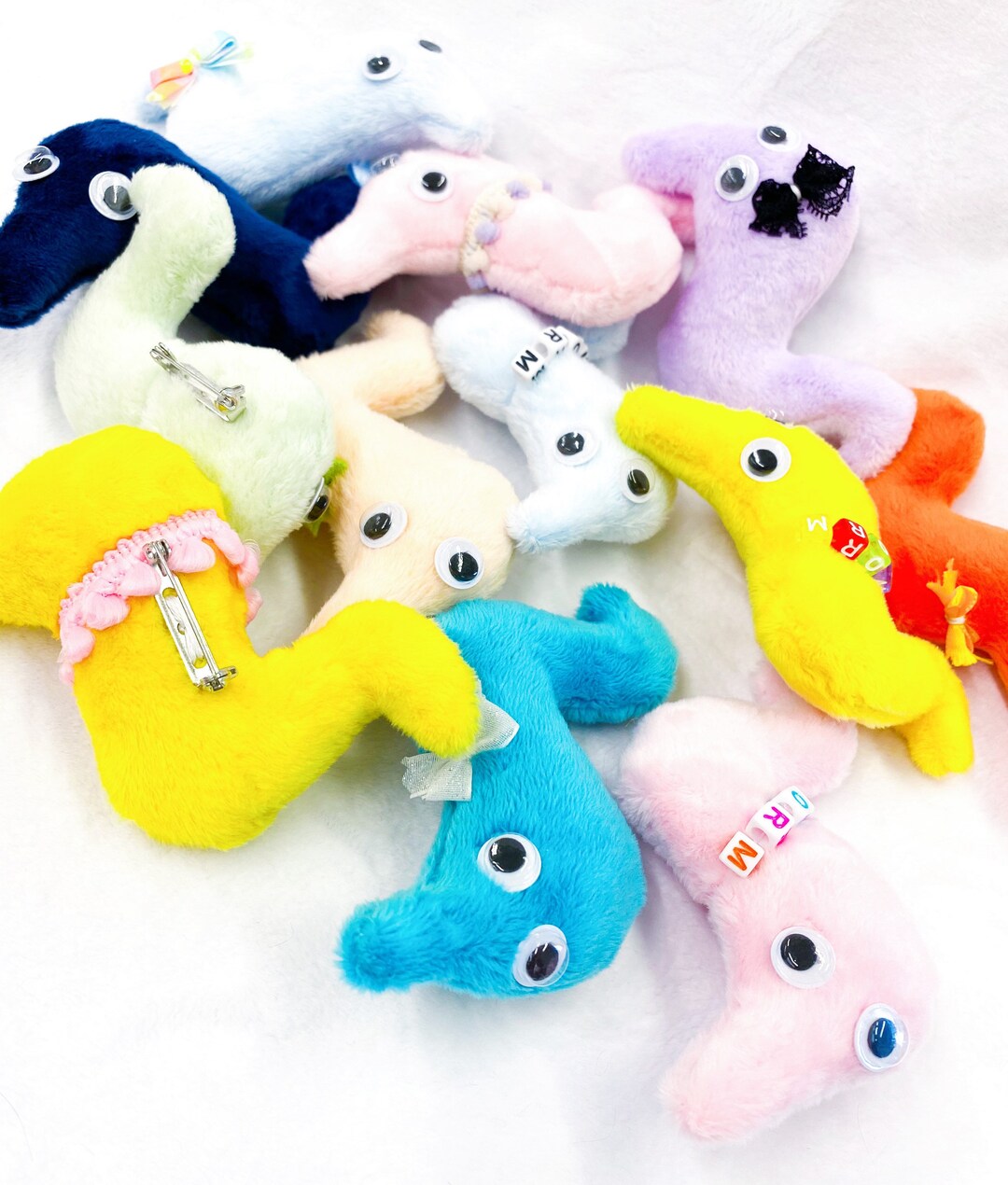 Worm on a String Pin Back Broach Accessory Colorful and Custom - Etsy