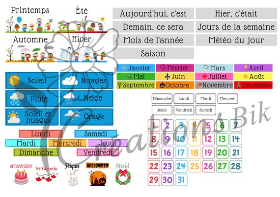Calendrier Visuel Pour Enfant VERSION NUMÉRIQUE - Etsy