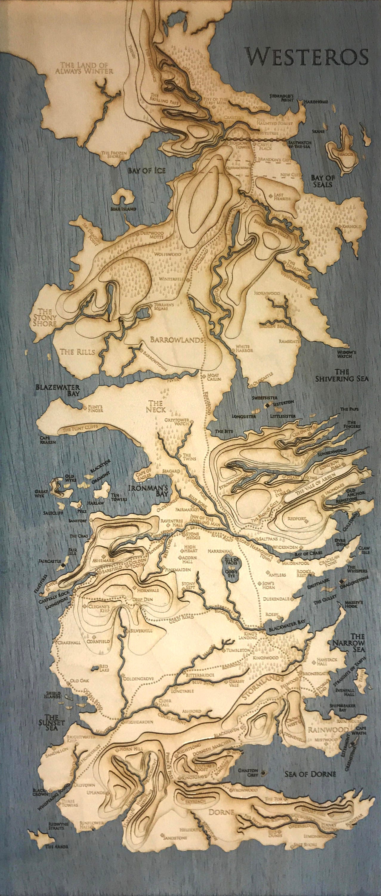 Topographic Map of Westeros Game of Thrones 8.5 X - Etsy