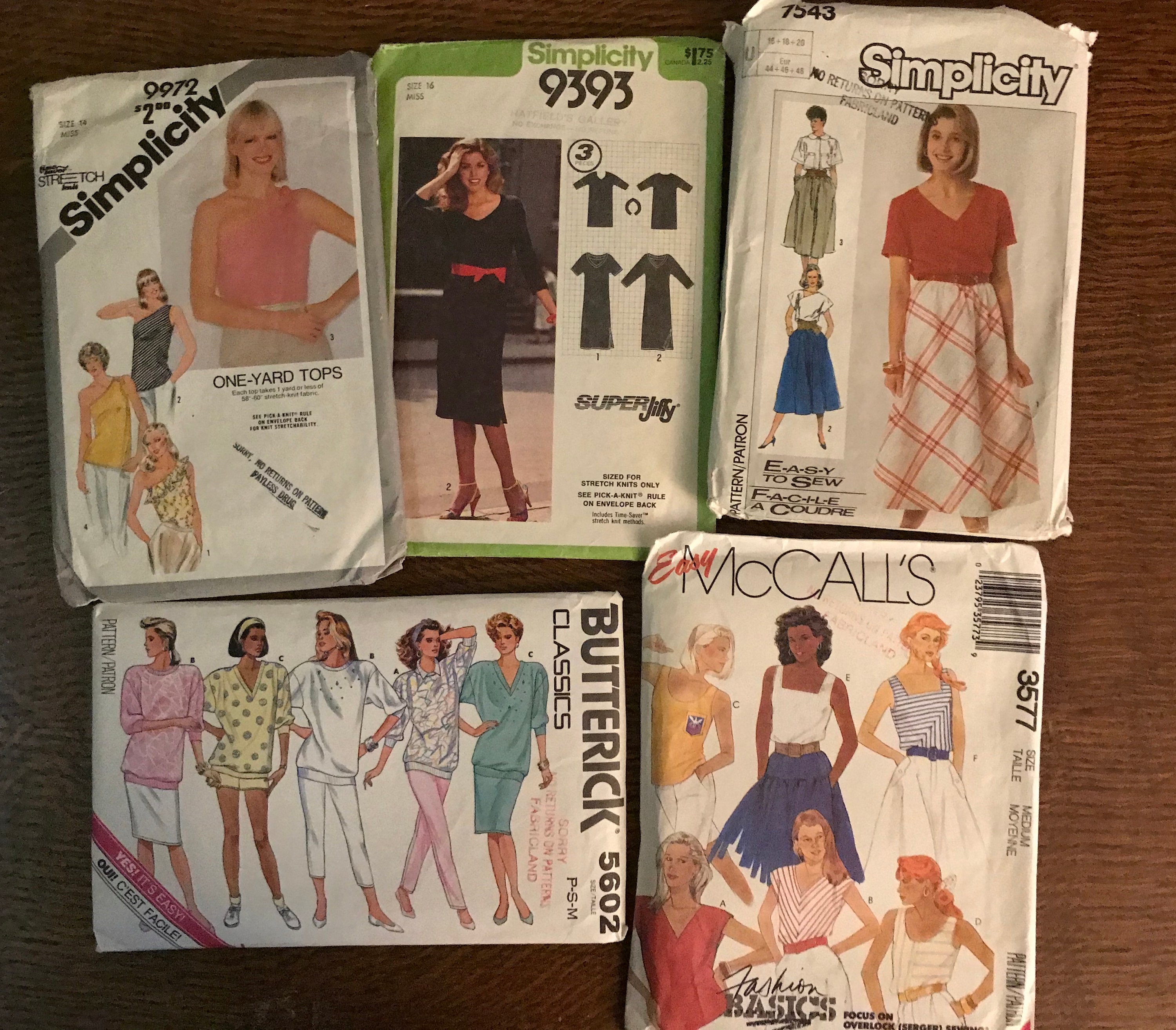 Set of 5 Vintage 1980s Sewing Patterns for Women - Etsy
