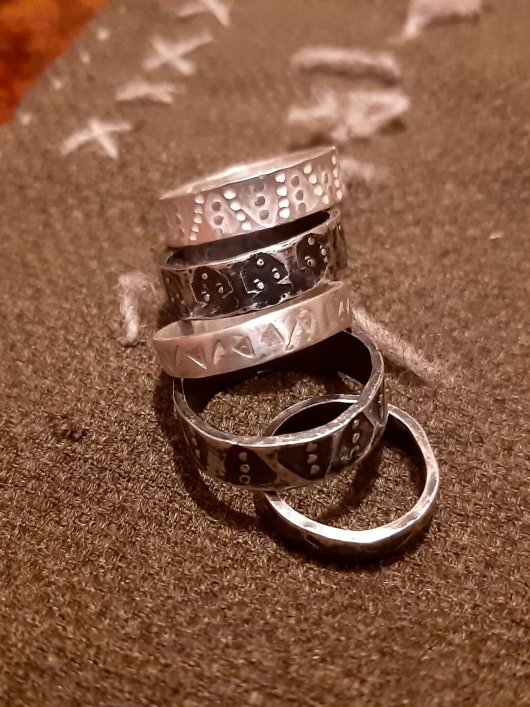 Custom Hammer Punched Silver Ring (viking Era) - Etsy