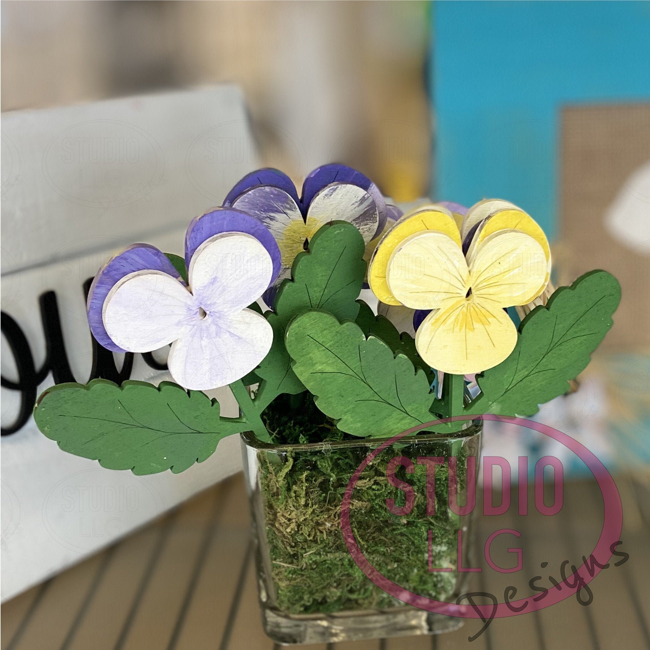 Digital File for Pansies- Pansies - SVG- Wedding- Centerpiece - Wooden ...