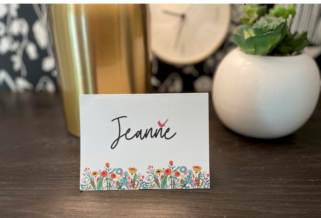 Note Cards, Set of 12, Personalize With Cardinal/other, Floral Modern ...
