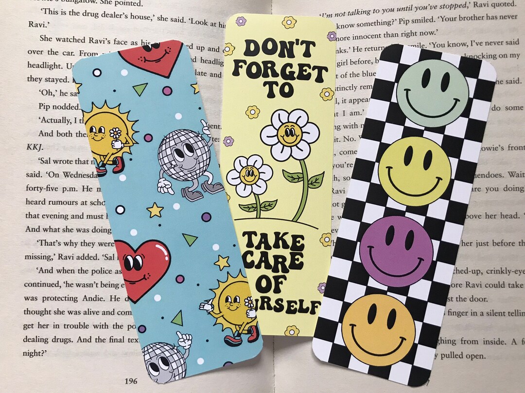 Retro Inspired Bookmarks Retro Illustrations Smiey Face - Etsy