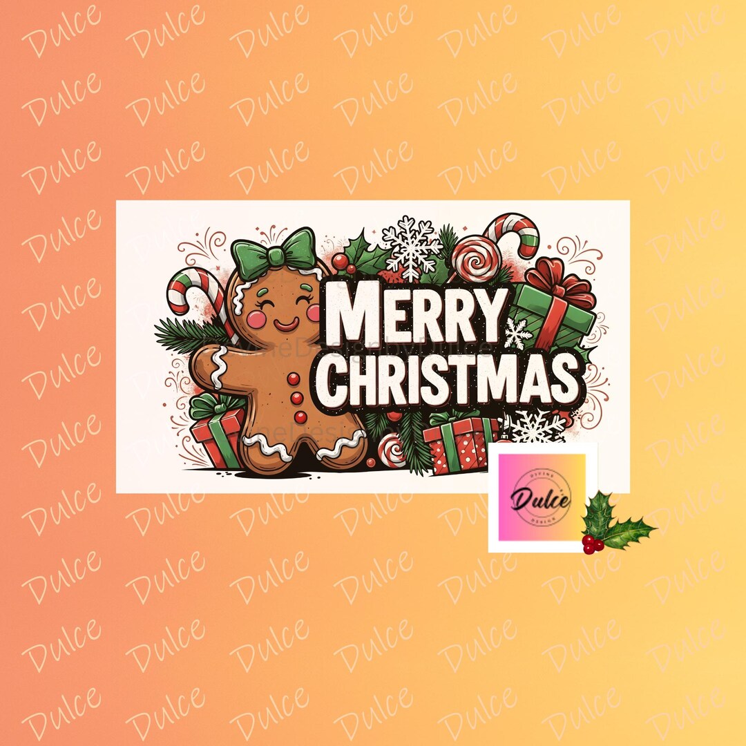 Gingerbread Man Merry Christmas Graphic: Holiday Vector (digital ...