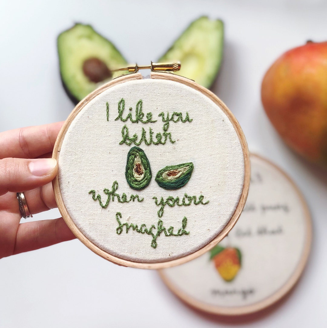 Avocado embroidery hoop - Etsy Polska