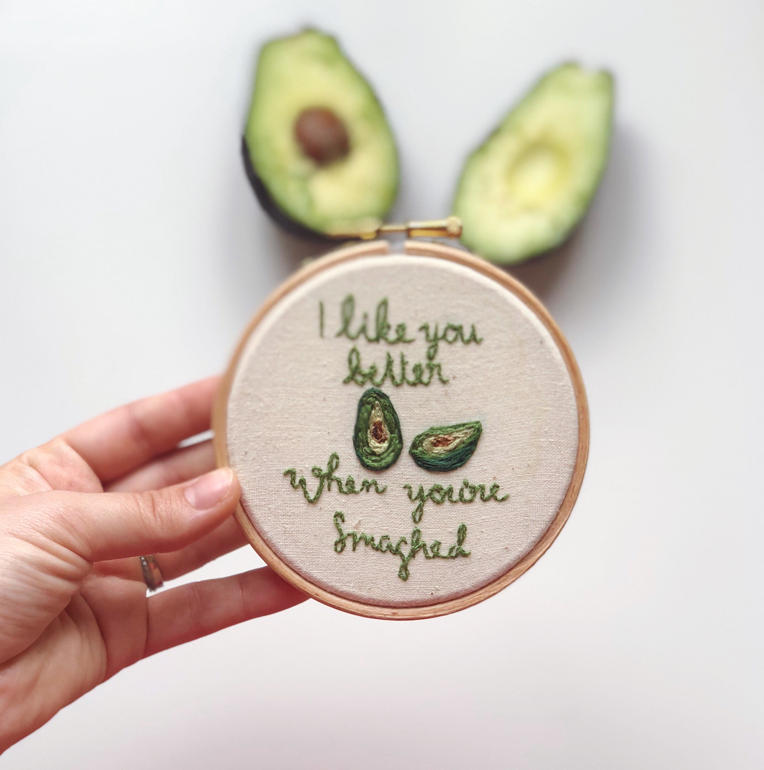 Avocado embroidery hoop - Etsy Polska