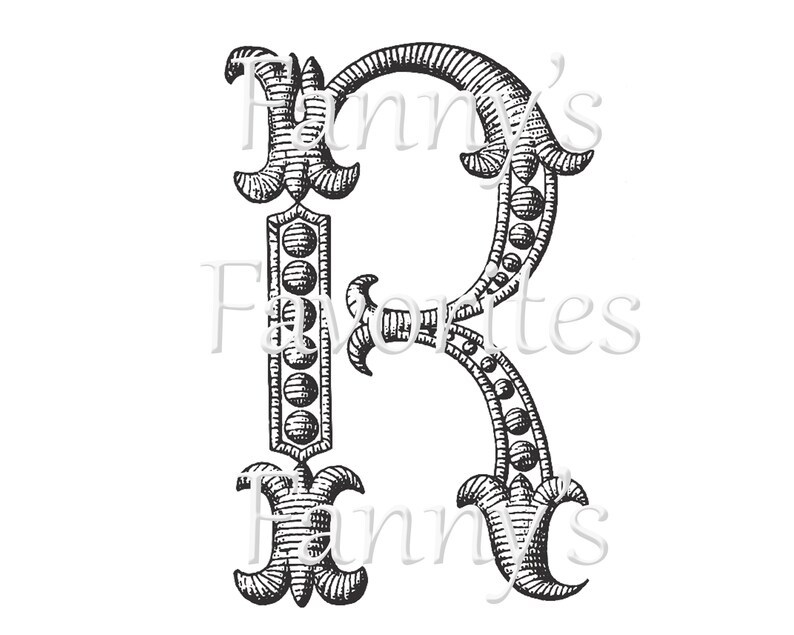 5 Vintage Letter R Monograms: Graphic Design Initials (digital Download ...