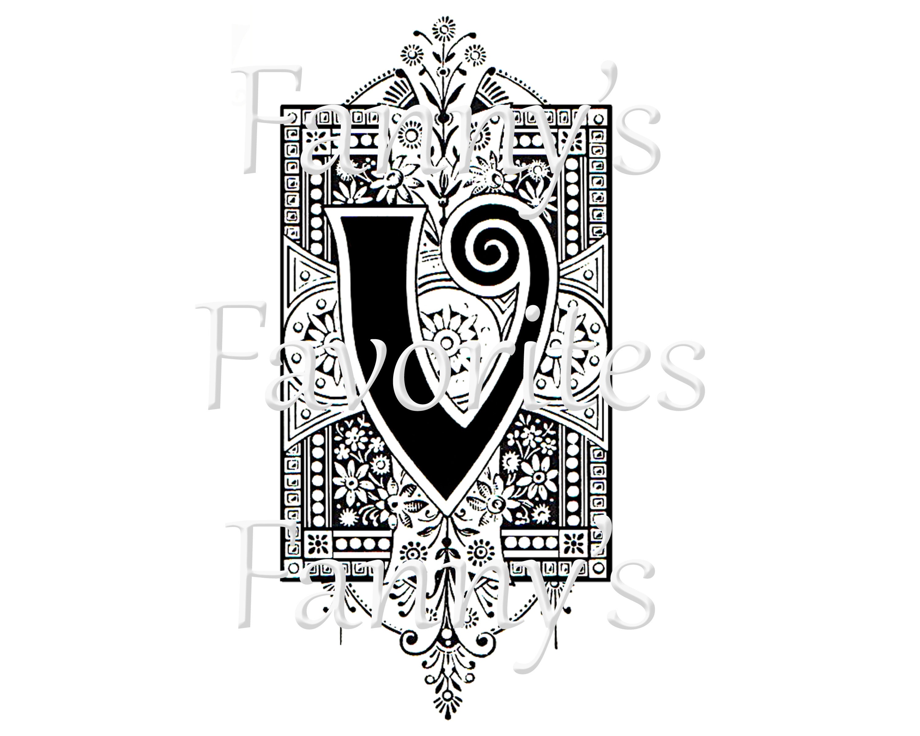 Vintage Letter V Monograms: Graphic Design Elements (instant Download ...