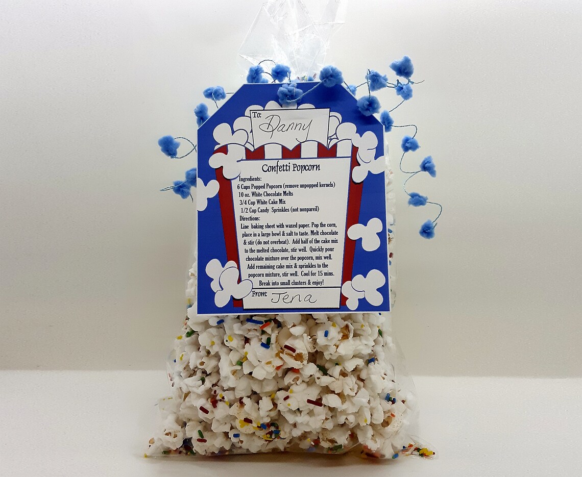 Gourmet Popcorn Recipe Gift Tags Instant Download, Printable Popcorn ...