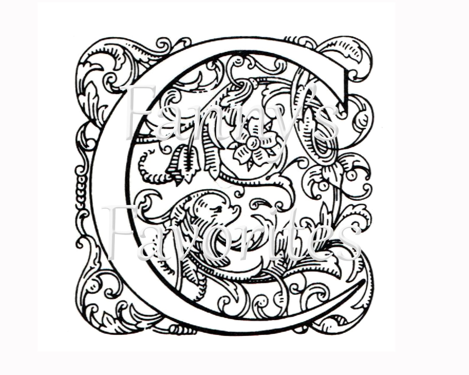 5 Vintage Letter C Monograms, C Initials, Graphic Monogram Designs ...