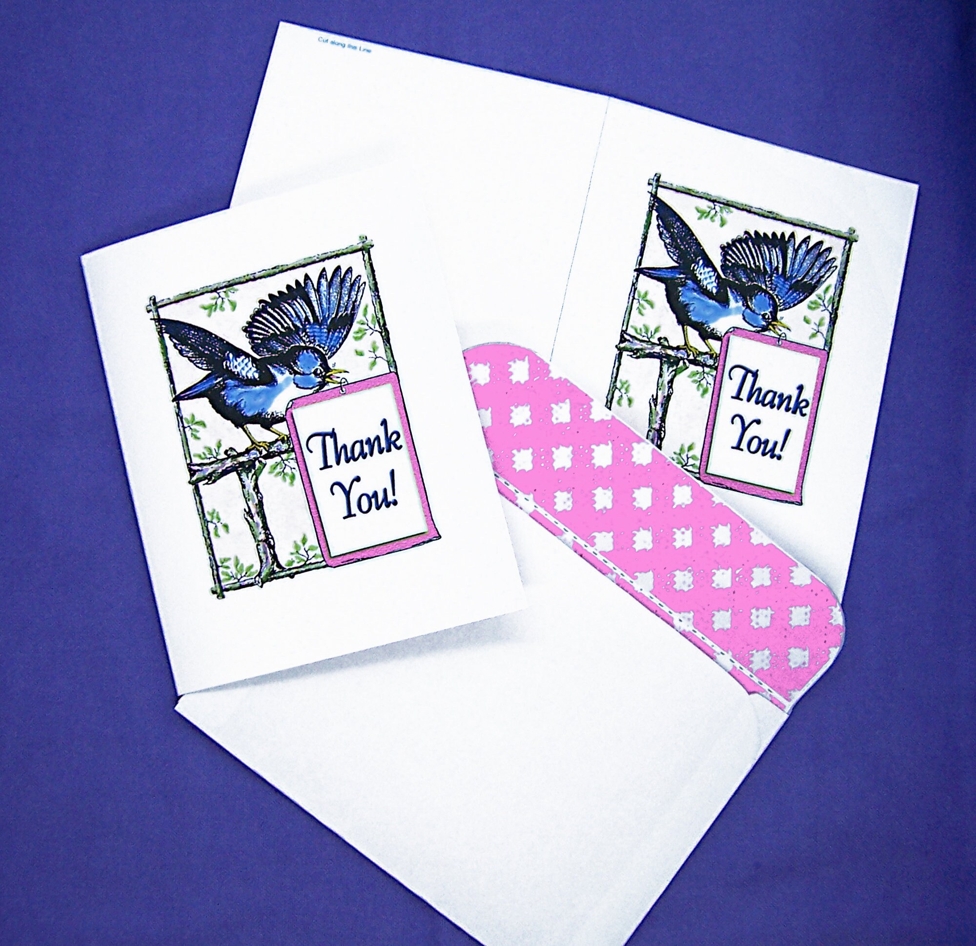 Printable Blue Bird Thank You Cards, Coordinating Envelope, and Thank ...