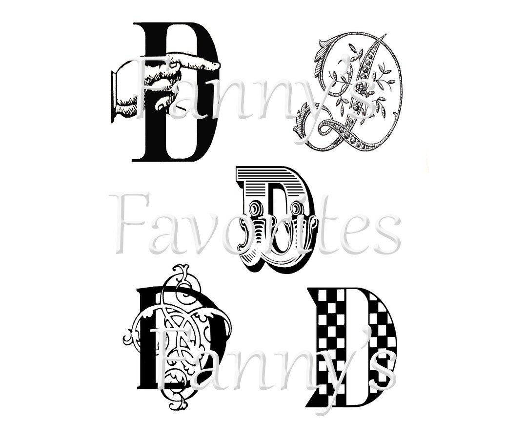 Vintage Letter D Monograms Graphic Design Elements Instant Download