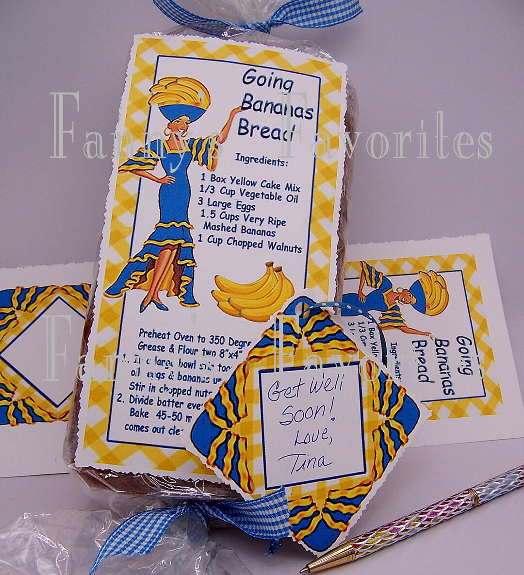 Banana Bread Recipe Gift Tags: Printable Digital Download, Hostess Gift ...