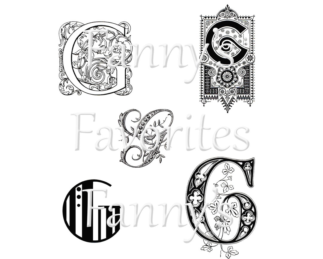 Vintage Letter G Monograms: Graphic Design Elements (instant Download ...