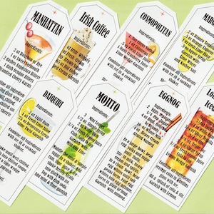 Cocktail-mixed Drinks Gift Tags & Bookmarks, Instant Download Printable ...