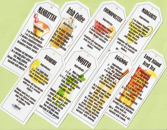 Cocktail-mixed Drinks Gift Tags & Bookmarks Instant Download | Etsy