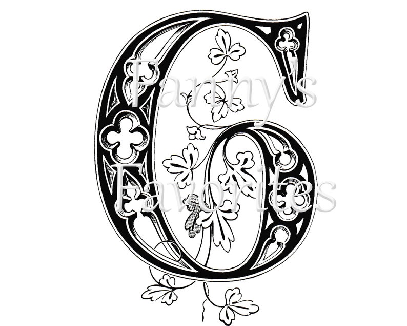 Vintage Letter G Monograms: Graphic Design Elements (instant Download ...