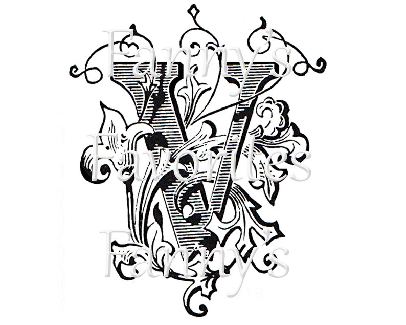 Vintage Letter V Monograms: Graphic Design Elements (instant Download ...