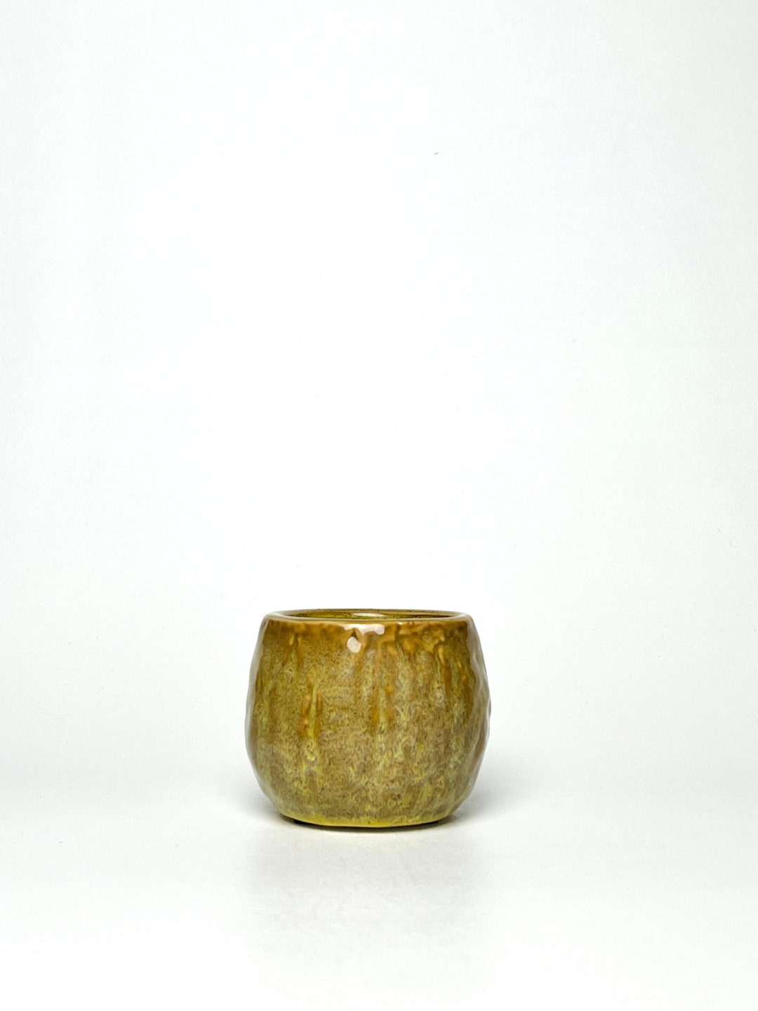 Small Glazed Natural Yellow Planter - Etsy