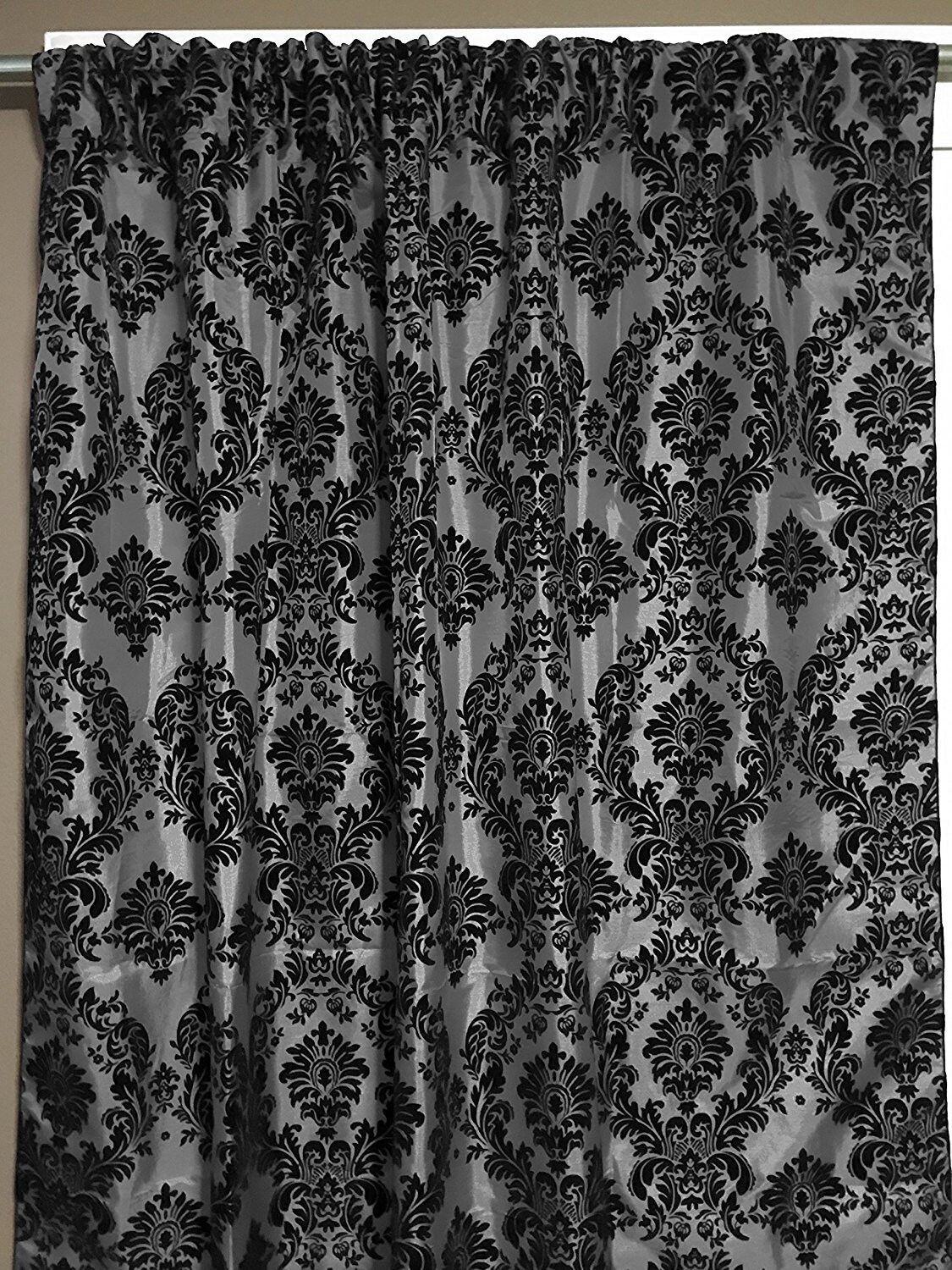 Lovemyfabric Taffeta Flocking Damask Print Window Curtain | Etsy