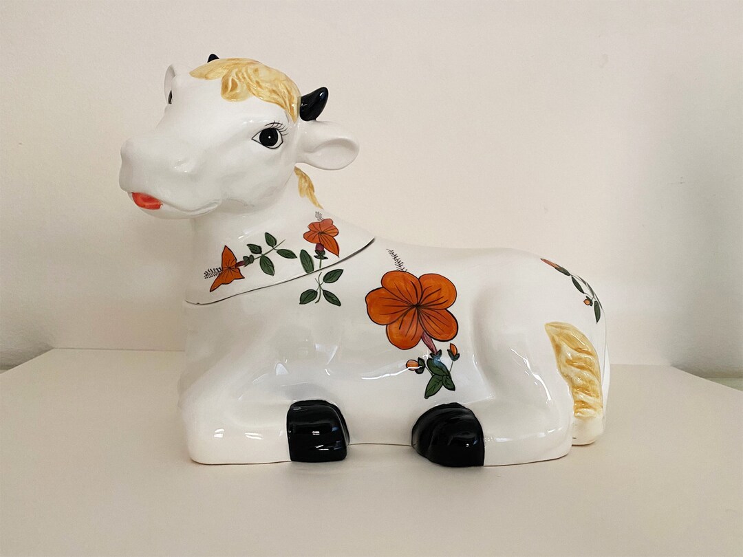 Cookie Jar. La Moola-moola "miss Ginger" Flower Cow - Etsy