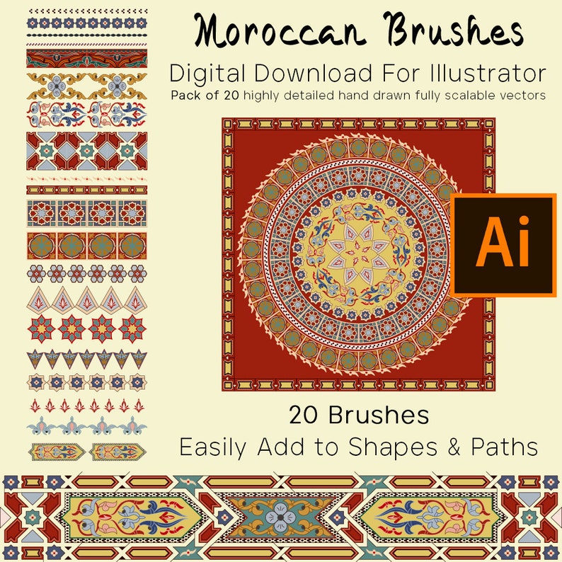 Moroccan Brushes for Adobe Illustrator - Digital Download - Etsy