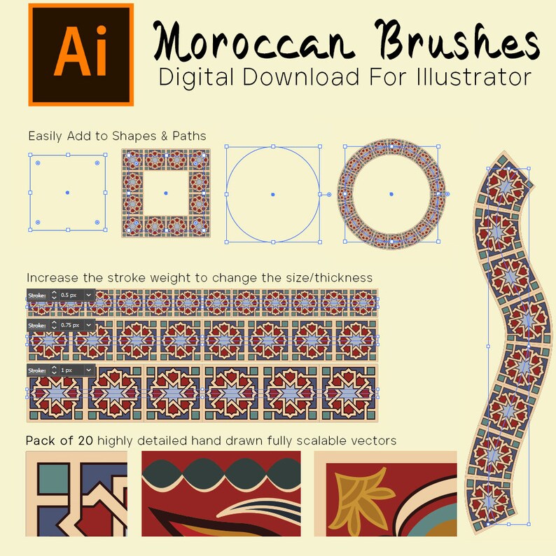 Moroccan Brushes for Adobe Illustrator - Digital Download - Etsy